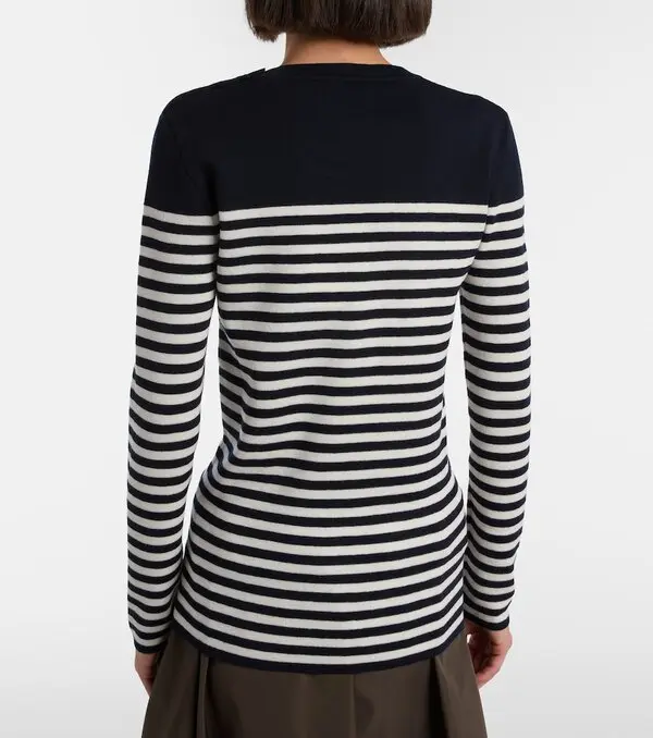Prada Striped Virgin Wool Sweater - Blue