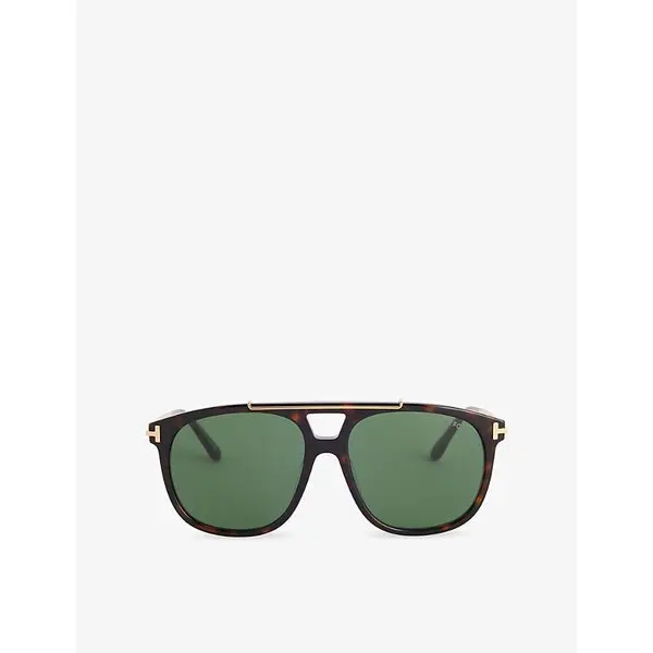 TOM FORD Ft13065852n Aviator Sunglasses - Dark Havana / Green