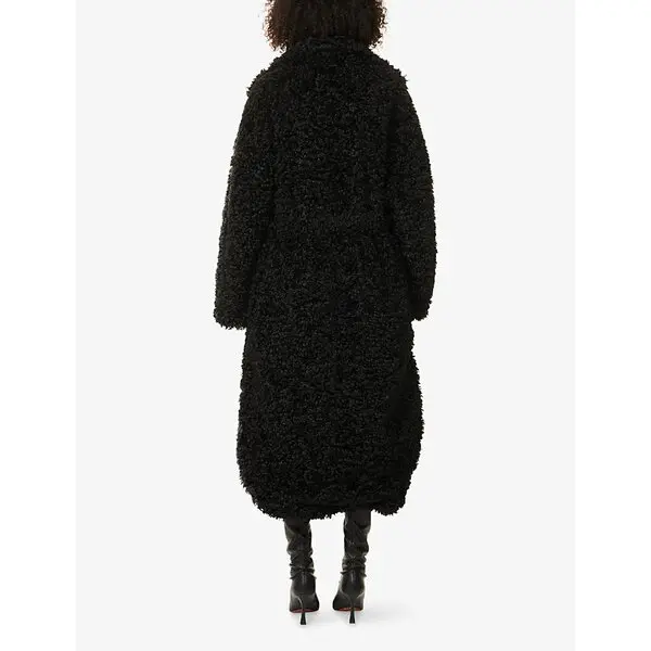 THE FRANKIE SHOP Ravello Faux Shearling Robe Coat - Black
