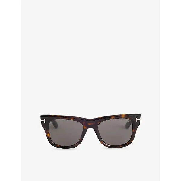 TOM FORD Square Acetate Sunglasses - Dark Havana / Smoke