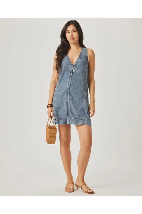 Splendid Lounge Denim Mini Dress - Navy