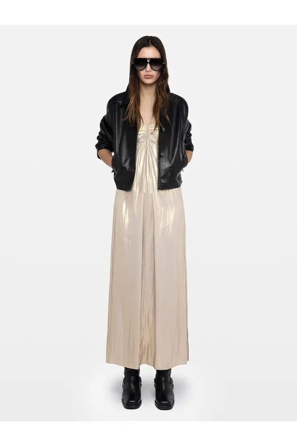 Zadig&Voltaire Rippie Satin Maxi Dress - Gold