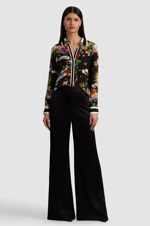 Alice + Olivia Willa Printed Silk Blouse