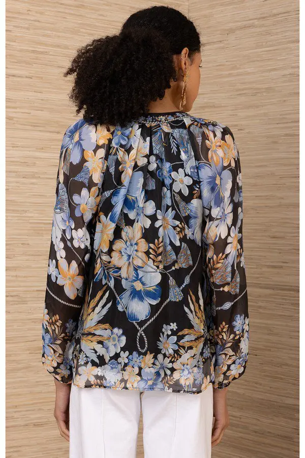 Hale Bob Sequoia Chiffon Top - Black