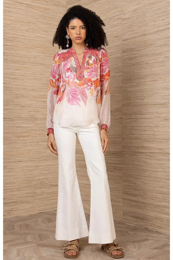 Hale Bob Delphine Chiffon Floral Print Top - Pink