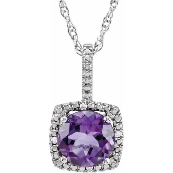 ALLUREZ Sterling Silver Natural & Diamond Pendant Necklace - Amethyst