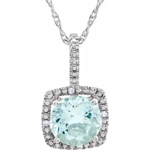 ALLUREZ Natural And Diamond Pendant Necklace - Aquamarine