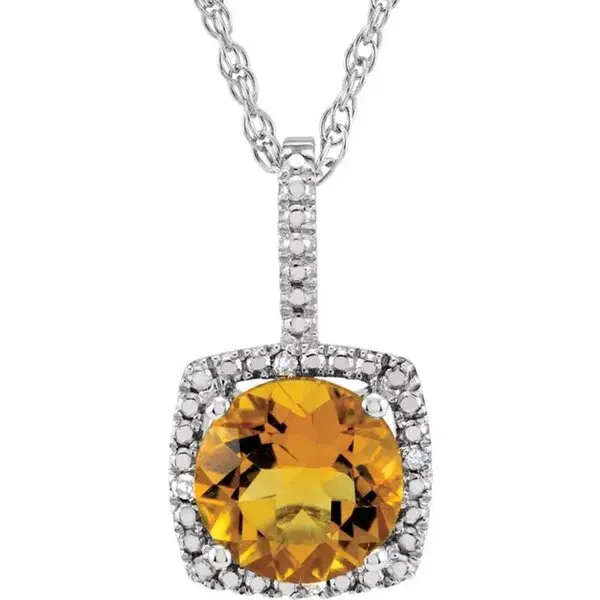 ALLUREZ Sterling Silver Natural & Diamond Pendant Necklace - Citrine