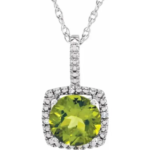 ALLUREZ Sterling Silver Natural & Diamond Pendant Necklace - Peridot