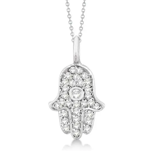 ALLUREZ Hamsa Hand Pendant Necklace - Diamond