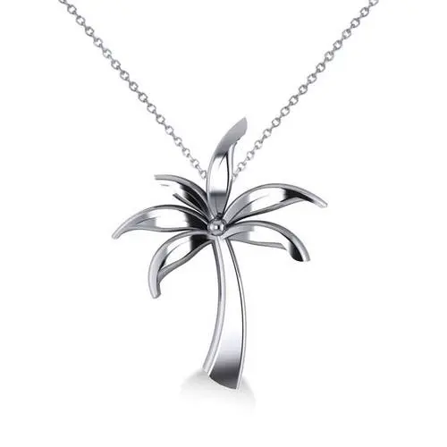 ALLUREZ 14k Palm Tree Pendant Necklace - White Gold