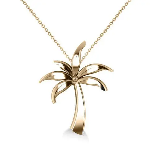ALLUREZ 14k Palm Tree Pendant Necklace - Yellow Gold