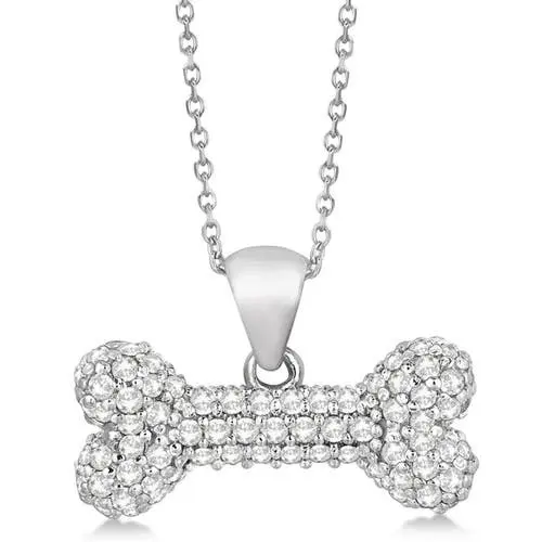 ALLUREZ Pave Dog Bone Pendant Necklace - Diamond