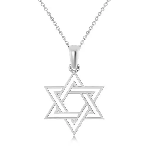 ALLUREZ 14k Star Of David Pendant Necklace - White Gold