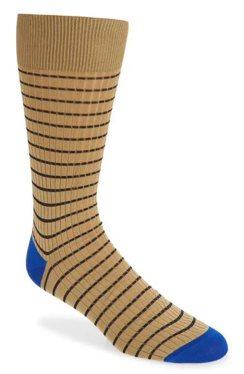 Pantherella Downe Stripe Dress Socks - Sand