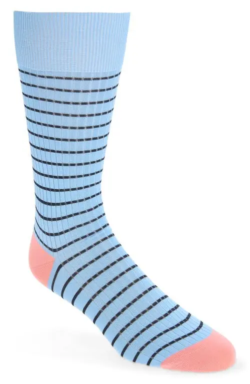 Pantherella Downe Stripe Dress Socks - Sea Blue