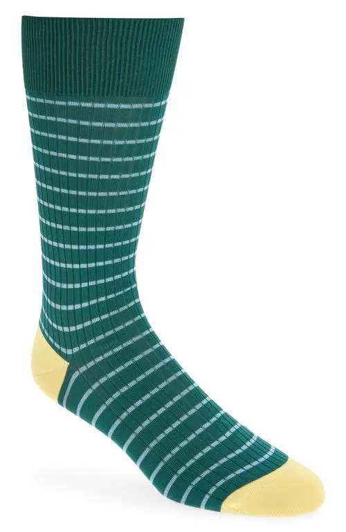 Pantherella Downe Stripe Dress Socks - Sea Green