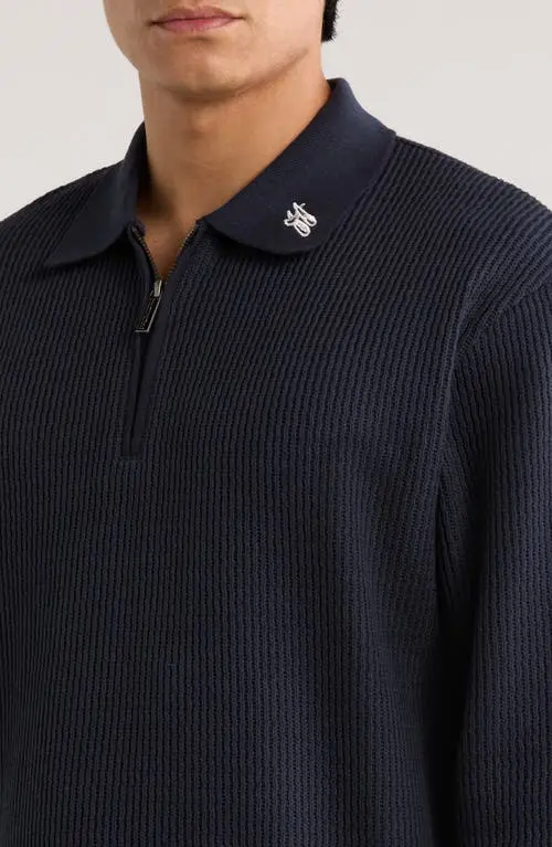 HONOR THE GIFT Wavy Knit Long Sleeve Zip Polo