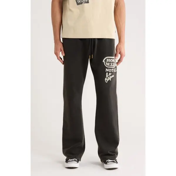 HONOR THE GIFT Not Allowed Graphic Cotton Fleece Pants - Black