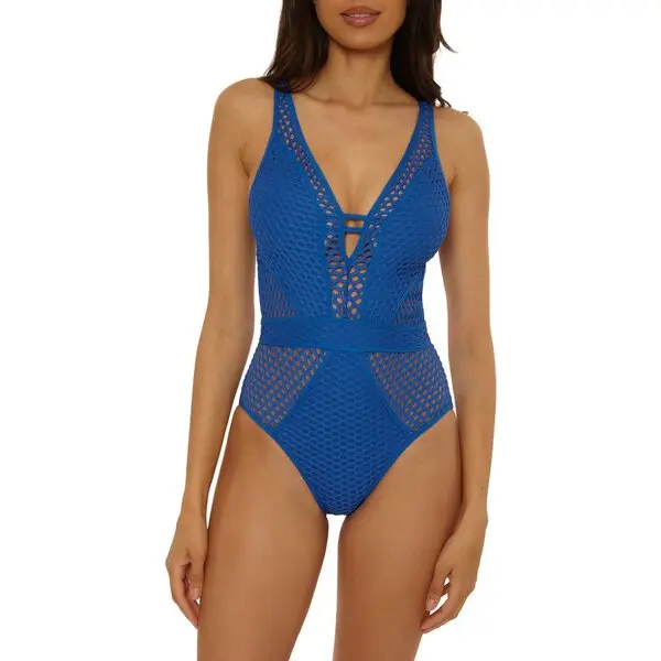 BECCA® By Rebecca Virtue Castaway Plunge One-piece Swimsuit - Lapis