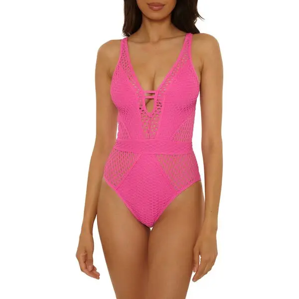BECCA® By Rebecca Virtue Castaway Plunge One-piece Swimsuit - Rose Berry