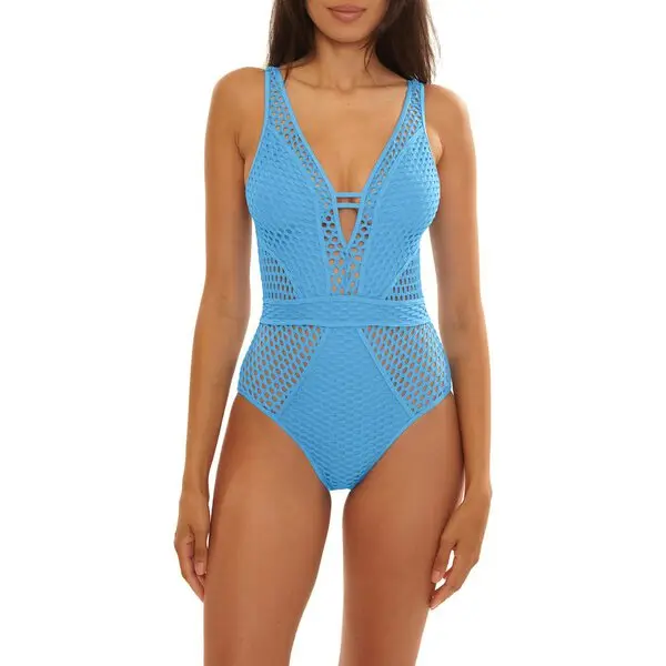 BECCA By Rebecca Virtue Castaway Plunge One-piece Swimsuit - Sky Blue