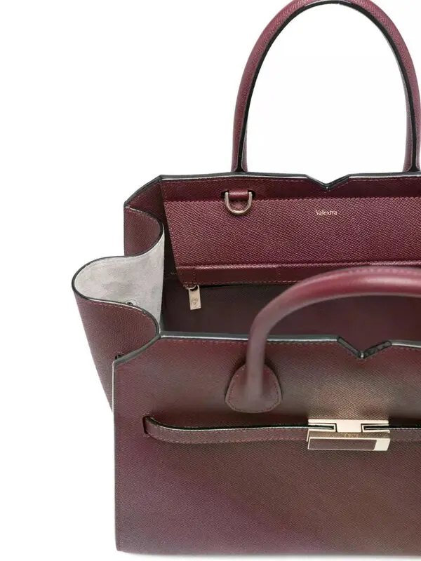 VALEXTRA Rectangle Leather Tote Bag - Red