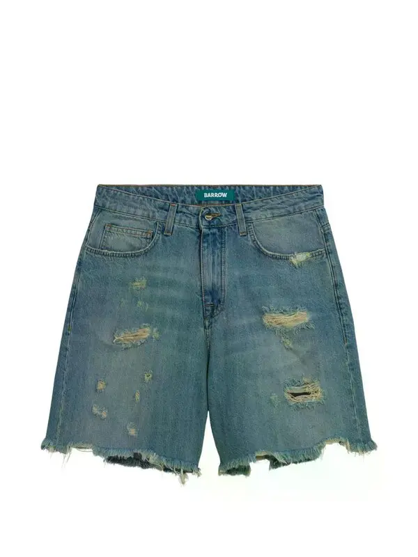 BARROW Frayed-hem Denim Shorts - Blue