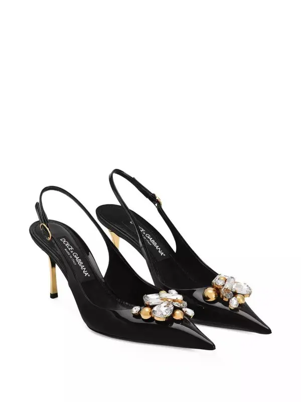 Dolce & Gabbana Crystal-embellished Slingback Pumps - Black