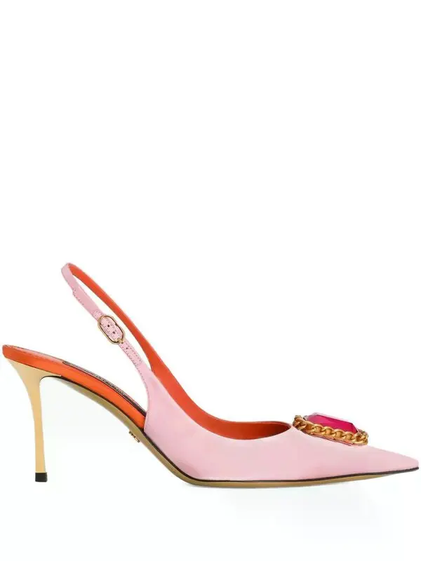 Dolce & Gabbana Satin Jewel Embellished Pumps - Pink