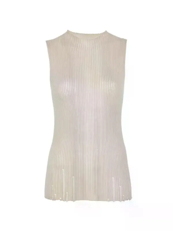 UMA WANG Sleeveless Ribbed Top - Neutrals