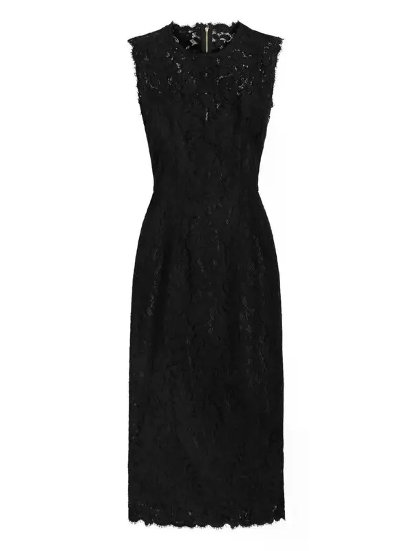 Dolce & Gabbana Lace Sleeveless Midi Dress - Black