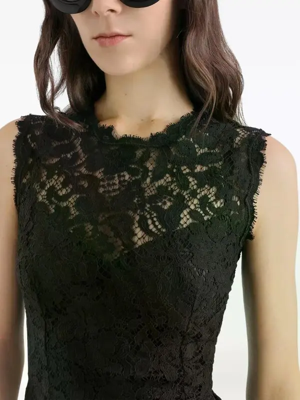 Dolce & Gabbana Lace Sleeveless Midi Dress - Black