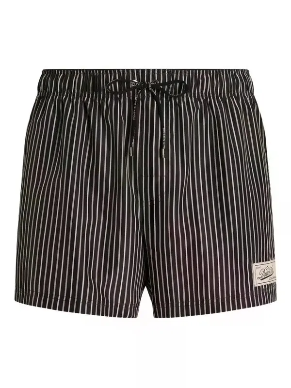 Dolce & Gabbana Striped Swim Shorts - Black