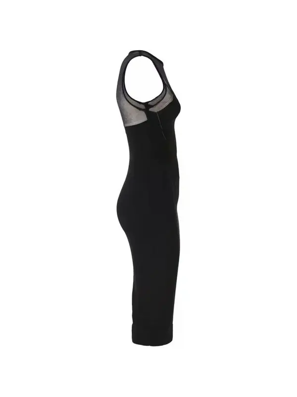 Elisabetta Franchi Knit Dress With Sheer Yoke And Geometric Detail
