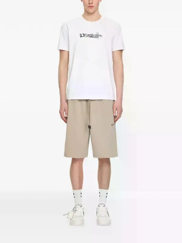 Off-White Heraldic Print Drawstring Shorts - Neutrals