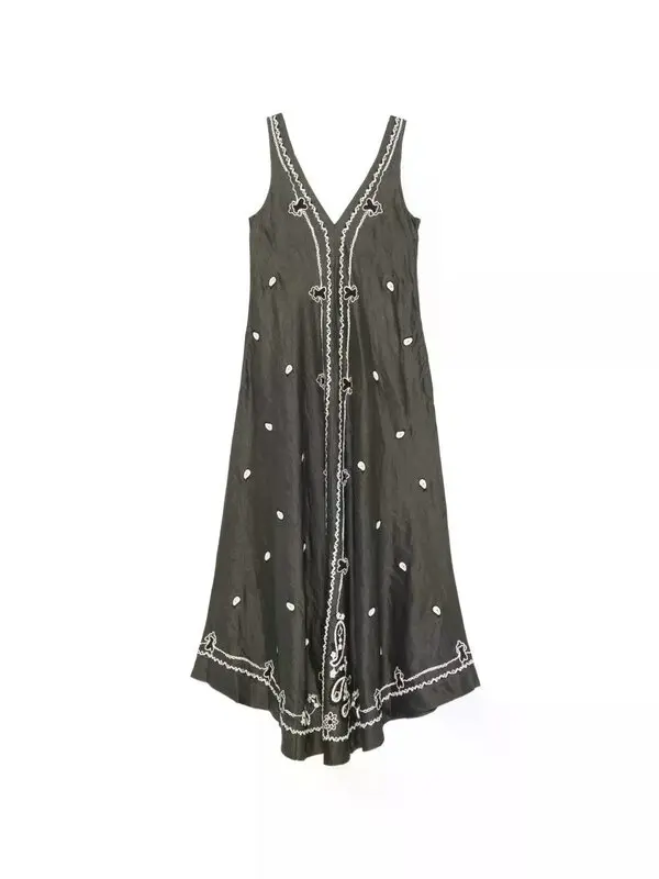 P.a.r.o.s.h Embroidery V-neck Maxi Dress