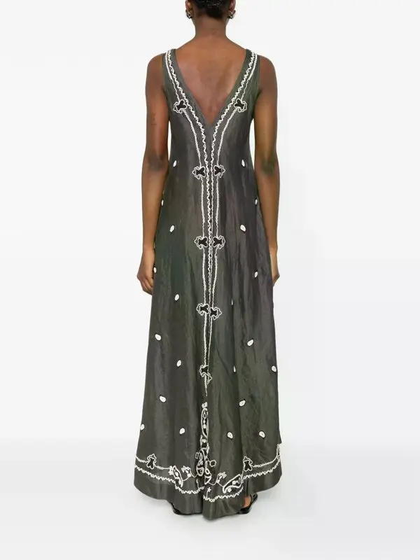 P.a.r.o.s.h Embroidery V-neck Maxi Dress