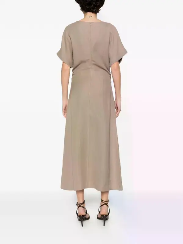 Brunello Cucinelli V-neck Midi Dress - Neutrals