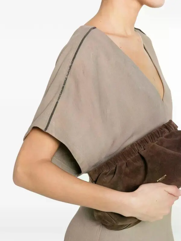 Brunello Cucinelli V-neck Midi Dress - Neutrals