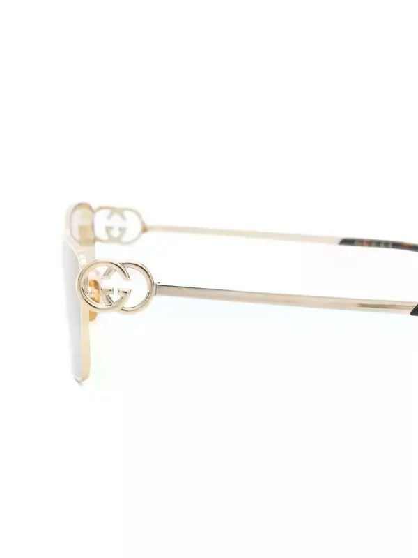 Gucci Gg Logo Rectangle-frame Sunglasses - Gold