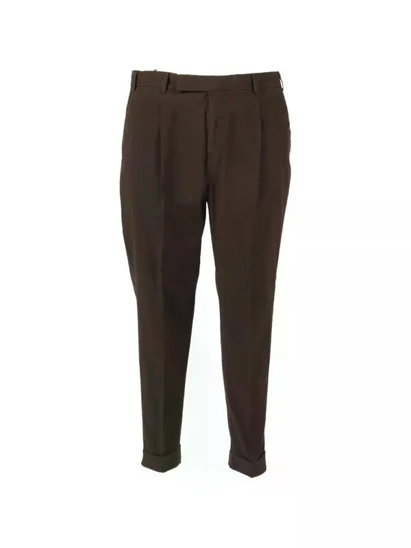 PT TORINO Pleated Flap Trousers - Brown