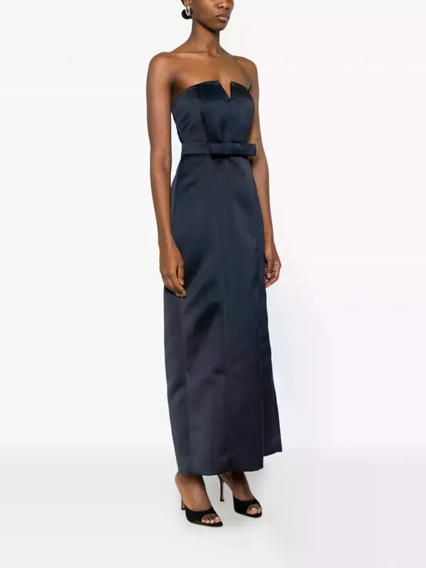 P.a.r.o.s.h Strapless Midi Dress With Bow Detail - Blue