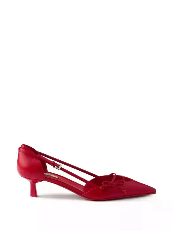 Prada Leather Pumps With Buckle Detail - Red