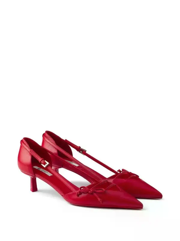 Prada Leather Pumps With Buckle Detail - Red