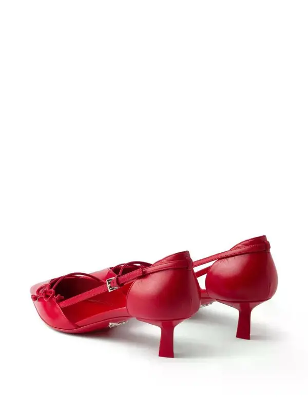 Prada Leather Pumps With Buckle Detail - Red