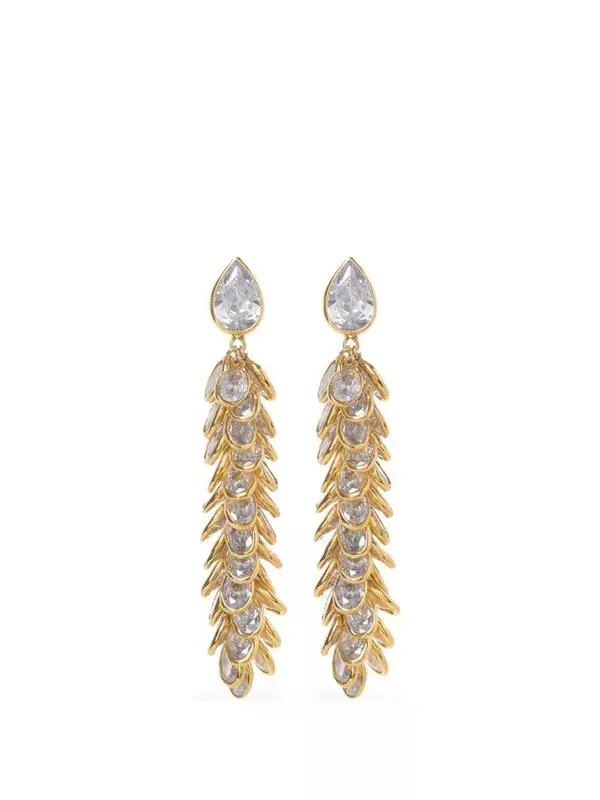 FREYA ROSE Crystal Long Drop Earrings - Gold