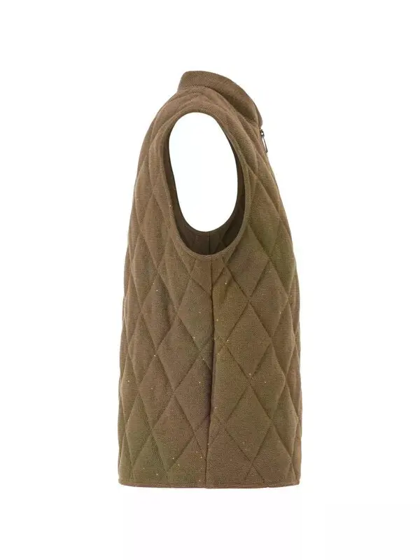 Fabiana Filippi Quilted Design Sequin-embellished Gilet - Brown