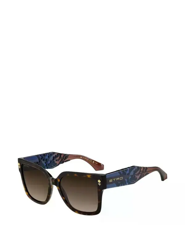 Etro Floral-detail Square Frame Sunglasses - Brown