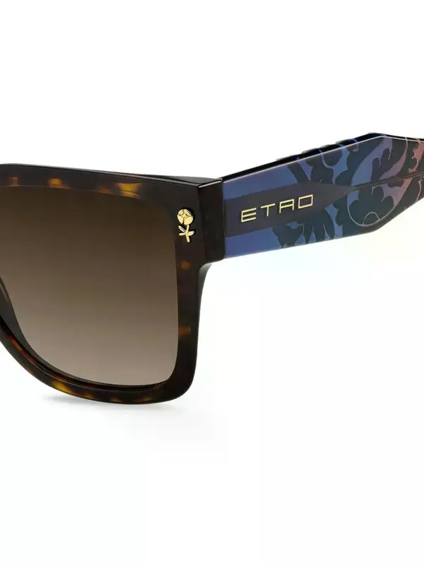 Etro Floral-detail Square Frame Sunglasses - Brown